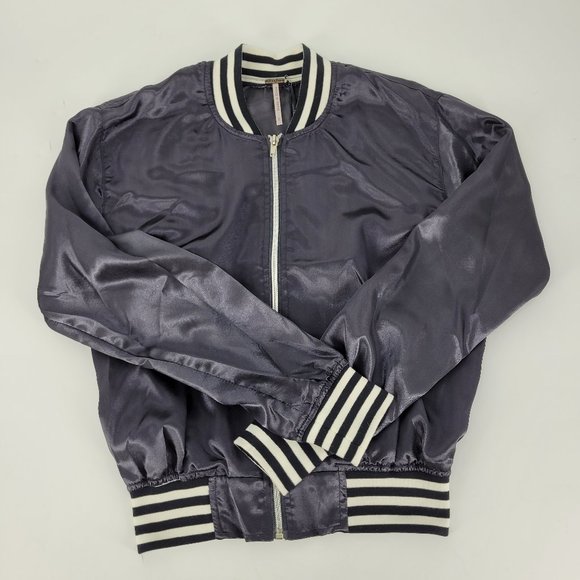 Poof! | Jackets & Coats | Poof Womens Satin Bomber Jacket Black White ...